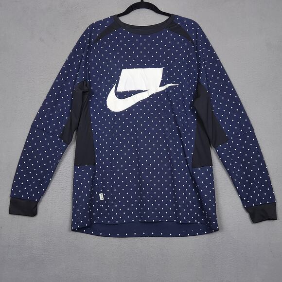 Nike | Shirts | Nike Shirt Mens Large Blue Nsw Polka Dot Long Sleeve ...